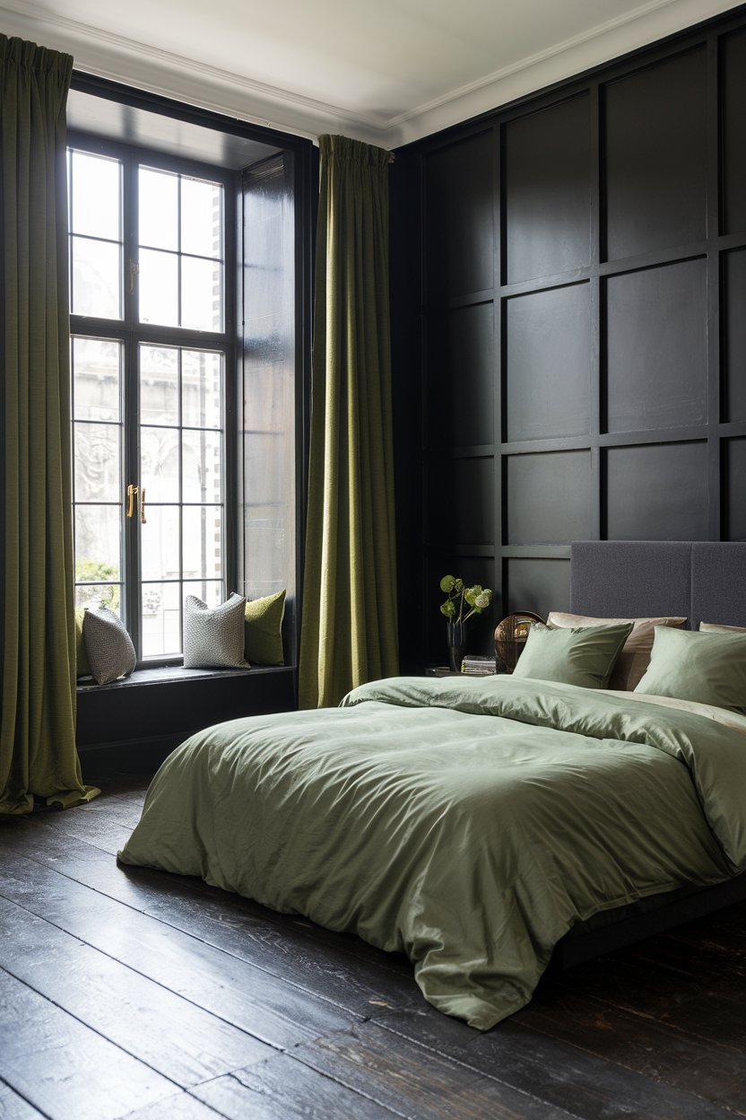 14 Green and Black Bedroom Ideas for a Bold and Elegant Look - My Decor ...