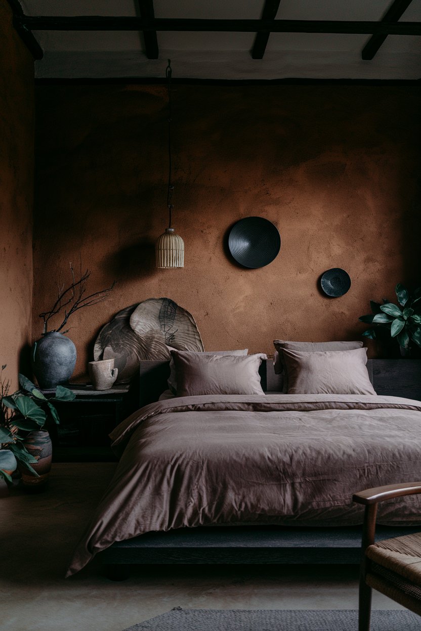 16 Dark Earthy Bedroom Ideas Using Natural Textures and Warm Tones - My ...